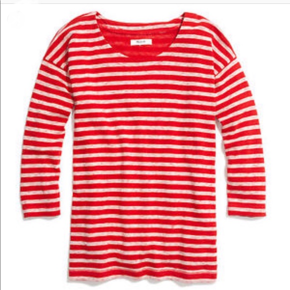 Madewell | Tops | Madewell Red And White Stripe Top | Poshmark